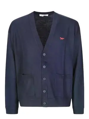 Maison Kitsuné Embroidered Fox Profile Cardigan - Blue