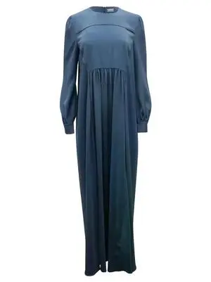 Co Gathered Long-sleeve Maxi Dress - Blue