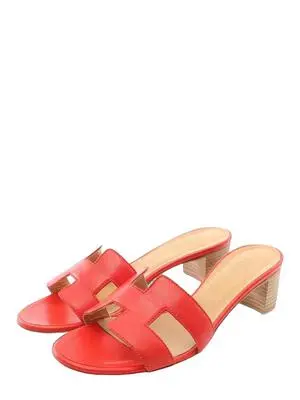 Hermès Leather Oasis H-strap Sandals - Red