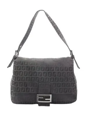 Fendi Zucchino Mamma Baguette Shoulder Bag - Grey
