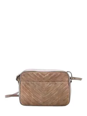 Saint Laurent Lou Camera Bag Matelasse Chevron Suede Cross Body Bag - Neutrals