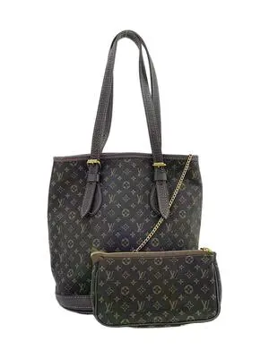 LOUIS VUITTON Monogram Mini Lin Bucket Tote Bag - Brown