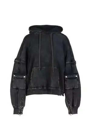 VIVAMUS Panelled Zip-detail Hoodie - Black