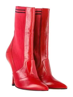 Fendi Rockoko Stretch-knit Ankle Boots - Red