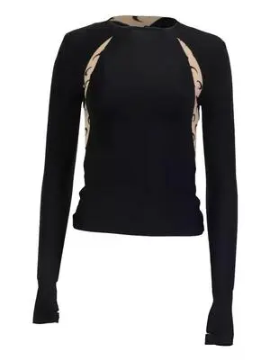 MARINE SERRE Moon-print Tied Back Long-sleeve Top - Black