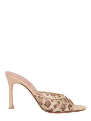 Amina Muaddi Alexa Lace 95 Slipper Mule - Leopard