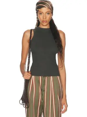 Enza Costa Cashmere Rib Tank Top - Umber