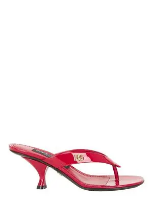 Dolce & Gabbana Patent Leather Kitten Heel Thong Sandal - Red