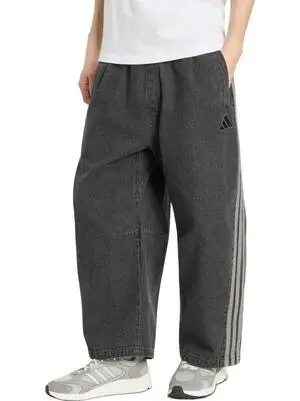 Adidas Stadium Oversized Fit Denim Full Length Open Hem Track Pants - Black