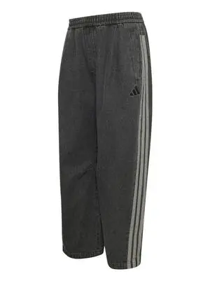 Adidas Stadium Oversized Fit Denim Full Length Open Hem Track Pants - Black