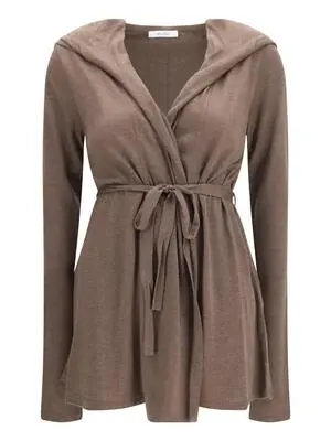 Max Mara Lyocell And Silk Blend Cardigan Brown