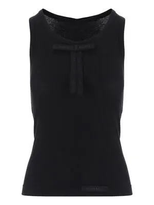 ALAINPAUL Ribbed Stretch Bow Vest - Black