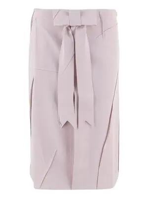 ALAINPAUL Bow-tie Belt Midi Skirt - Lightpink