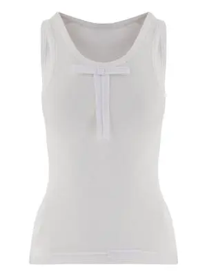 ALAINPAUL Ribbed Stretch Bow Vest - White