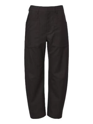 NILI LOTAN Shon Virgin Wool Barrel-Leg Pants Brown