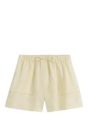Cos Embroidered Detail Linen Shorts - Yellow
