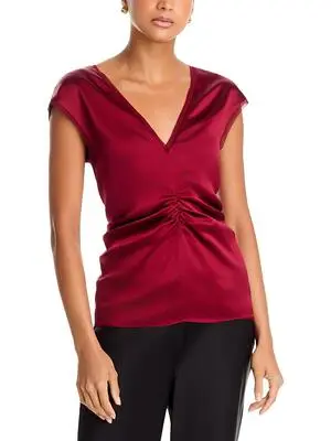 Tove Silk Ruched Top - Claret