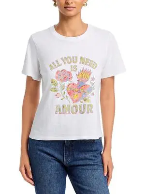 Cinq À Sept Embellished All You Need Graphic Tee - White Multi