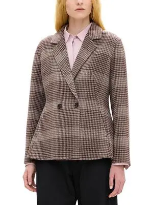 Theory Wool & Cashmere Plaid Double Breasted Blazer - Mahogany Multi