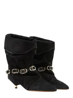 Isabel Marant Étoile Edrik Embellished Suede Ankle Boots - Black