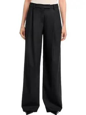 Herno Pleat Front Wide Leg Pants - Black