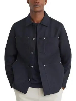 REISS Yorker Twill Four Pocket Overshirt - Navy