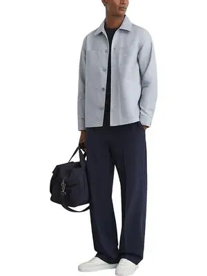 REISS Yorker Twill Four Pocket Overshirt - Soft Blue