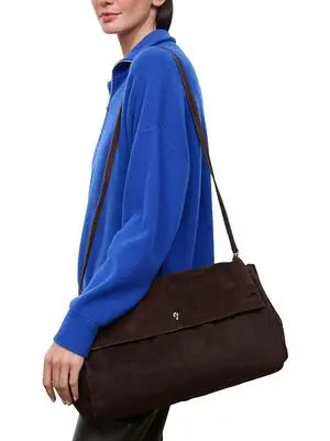 Staud Cy Oversized Suede Shoulder Bag - Espresso