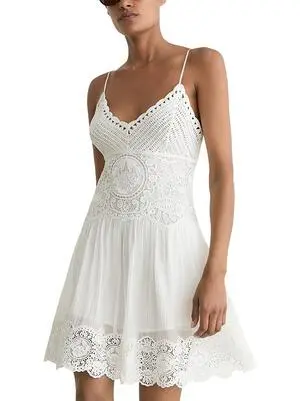 REISS Hesta Crocheted Lace Dress - Ivory