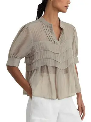 REISS Georgia Tiered Top - Grey
