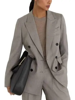 REISS Darcy Double Breasted Blazer - Light Grey