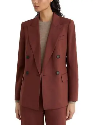 REISS Solene Double Breasted Blazer - Brick Red