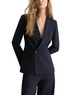 REISS Solene Double Breasted Blazer - Navy