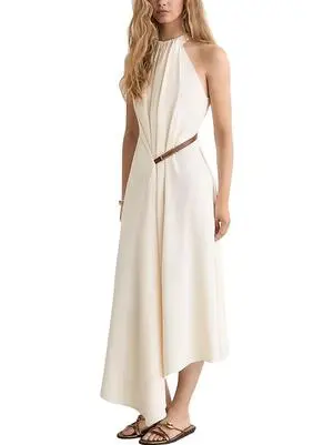 REISS Evie Draped Asymmetric Dress - Ivory