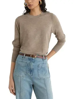 REISS Sadie Merino Wool Crewneck Sweater - Neutral