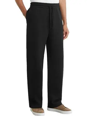 REISS Tanner Cotton Drawstring Pants - Black