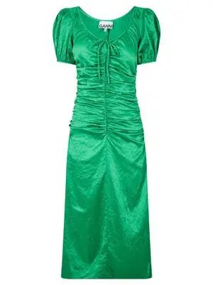 GANNI Pleated Cover-up Midi Dress - Green
