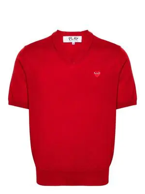 Play Comme Des Garcon Heart-patch Wool Jumper - Red