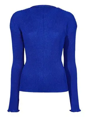 Proenza Schouler Mock-neck Ribbed Sweatshirt - Blue