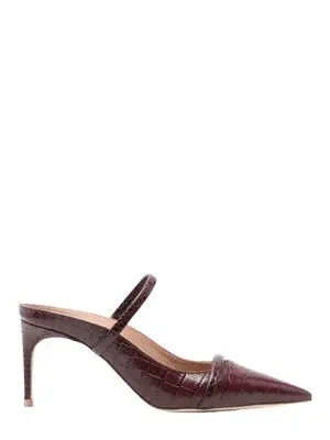 MALONE SOULIERS 70mm Crocodile-embroidered Leather Mules - Brown