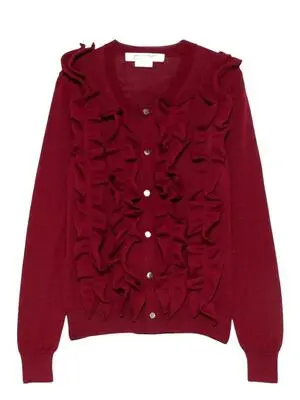 Comme Des Garçons Ruffled Cardigan - Red