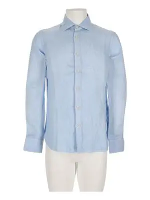 120% Lino 100% Linen Button-down Shirt - Blue