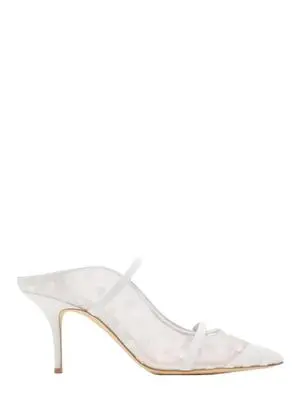 MALONE SOULIERS Floral Appliqué Strap Mules - White
