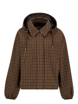 Barbour Gingham Hooded Cropped Jacket - Green