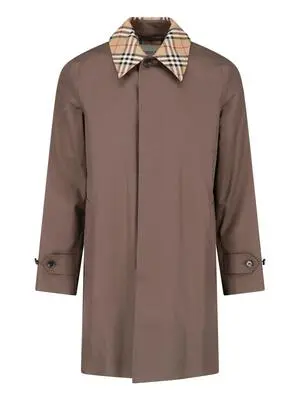 BURBERRY BURBERRY Plaid Collar Trench Coat