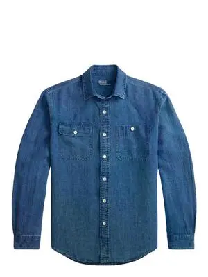 Polo Ralph Lauren Classic-fit Indigo Linen Work Shirt - Blue