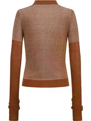 OUDE WAAG Metallic Ribbed-knit Cardigan - Brown