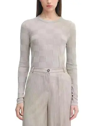 Sisley Check-pattern Long-sleeve Sweater - Neutrals