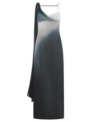 OUDE WAAG Ribbon-panelled Printed Maxi Dress - Grey