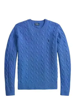 Polo Ralph Lauren Logo-embroidered Cable-knit Sweater - Blue